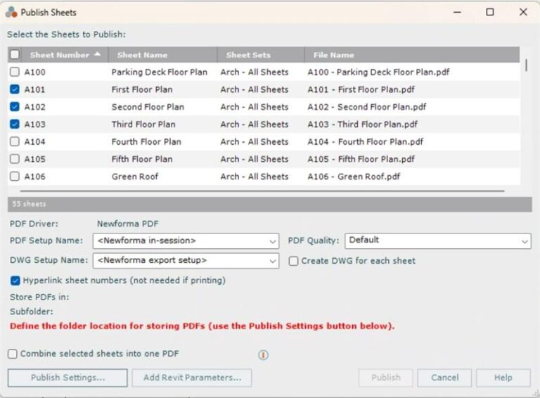 Publish Sheets to PDF from Revit - Newforma Project Center Help