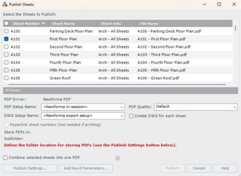 Publish Sheets to PDF from Revit - Newforma Project Center Help