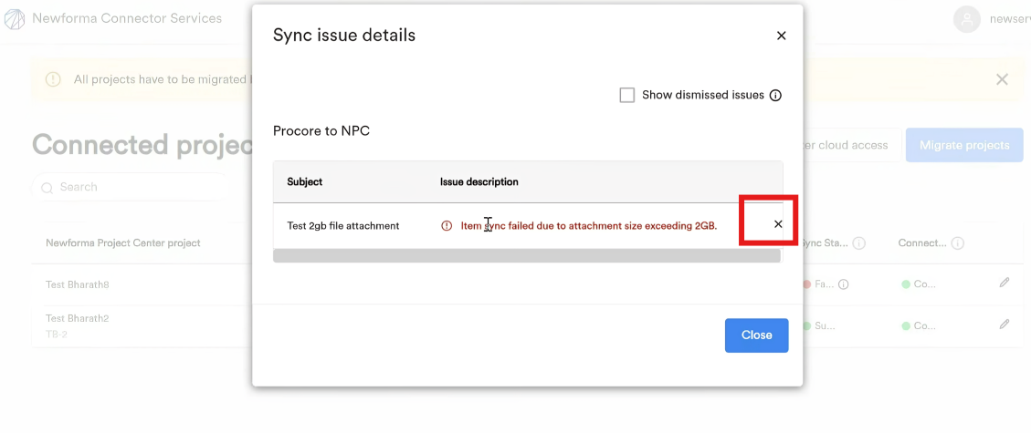 Newforma Connector Service (NCS) - Dismissing Sync Issues - Newforma ...