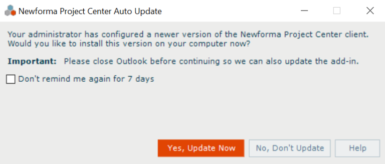 Update Project Center Clients Automatically - Newforma Project Center Help